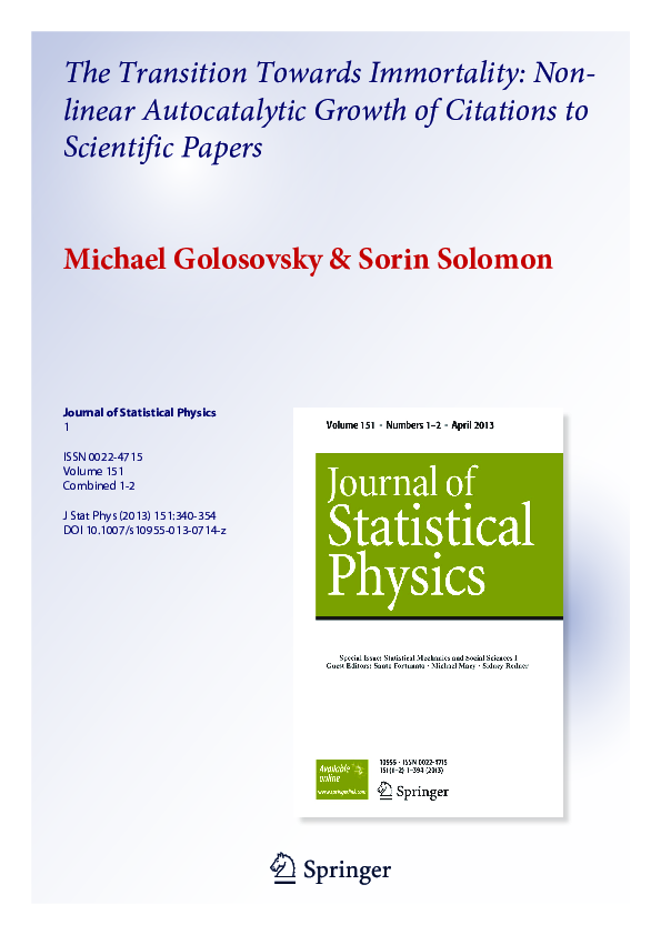 (PDF) The Transition Towards Immortality: Non-linear