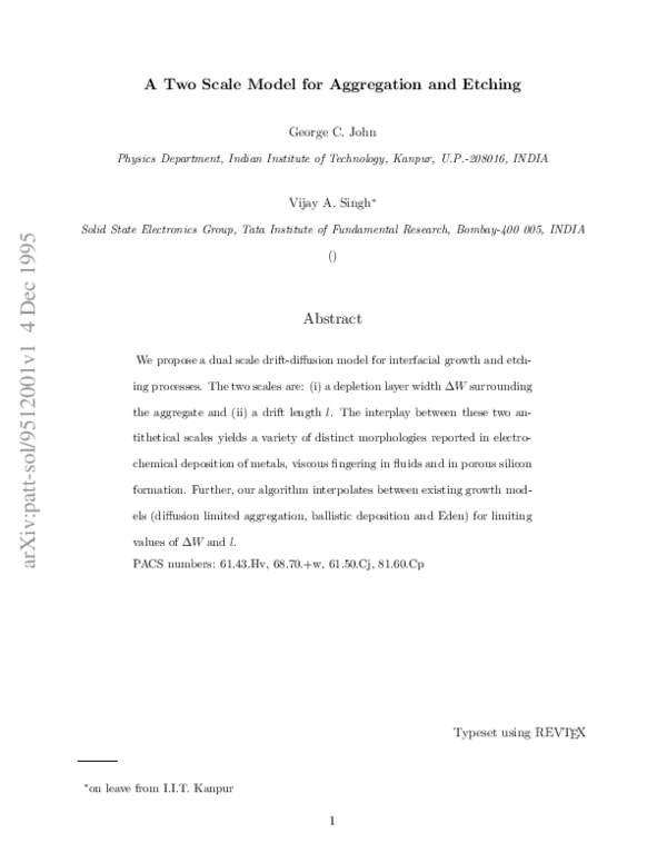 (PDF) Two-scale model for aggregation and etching