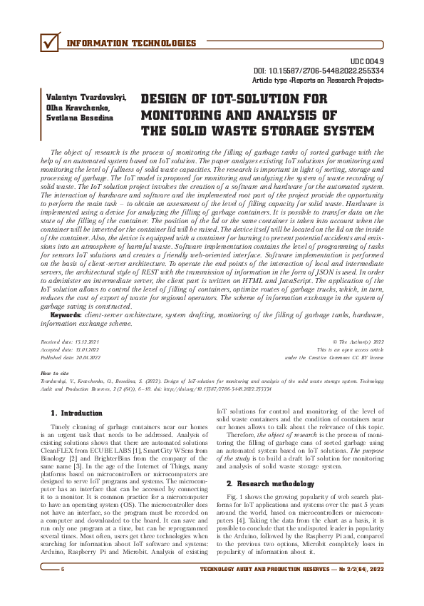 (PDF) IoT-Based Monitoring for Solid Waste Management