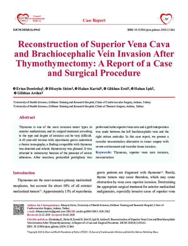 (PDF) Reconstruction of Superior Vena Cava and Brachiocephalic Vein ...