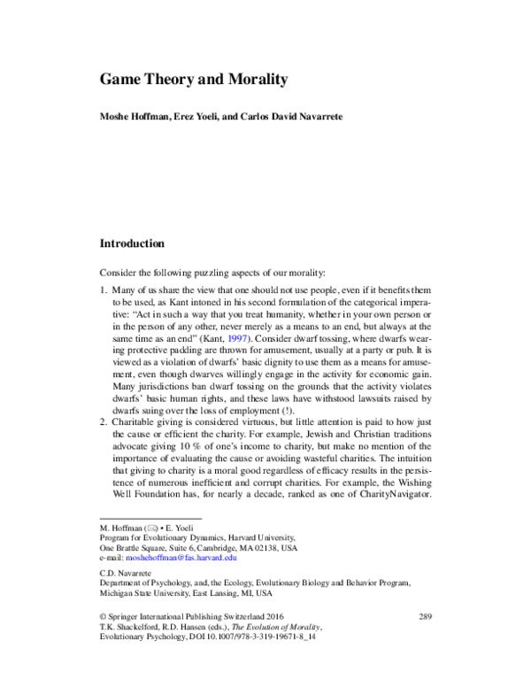 (PDF) Game Theory and Morality