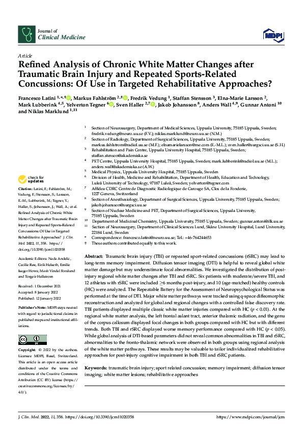(PDF) Refined Analysis of Chronic White Matter Changes after Traumatic ...