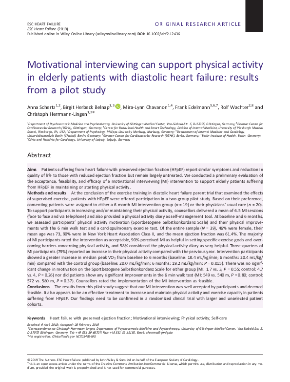 (PDF) Motivational interviewing can support physical activity in elderly patients with diastolic ...