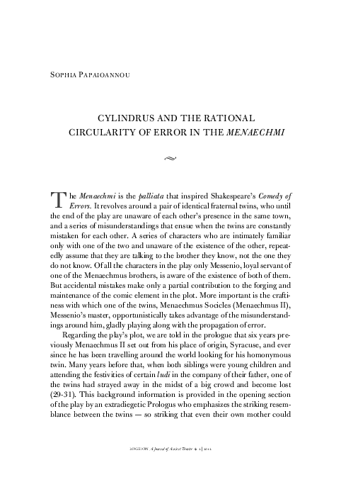 (PDF) Cylindrus and the Rational Circularity of Error in the Menaechmi