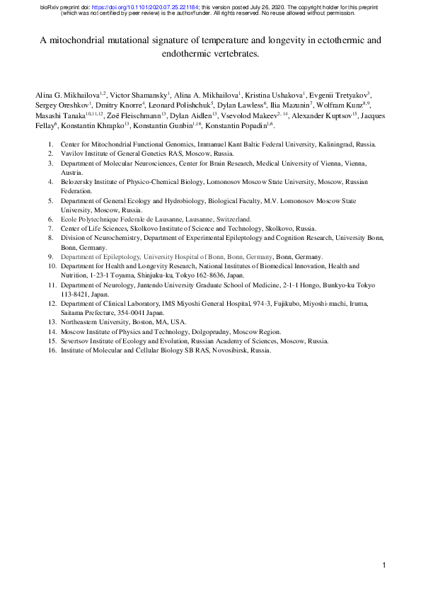 (PDF) A mitochondrial mutational signature of temperature in ...