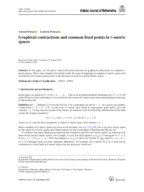 Pdf Graphical Contractions And Common Fixed Points In B Metric Spaces