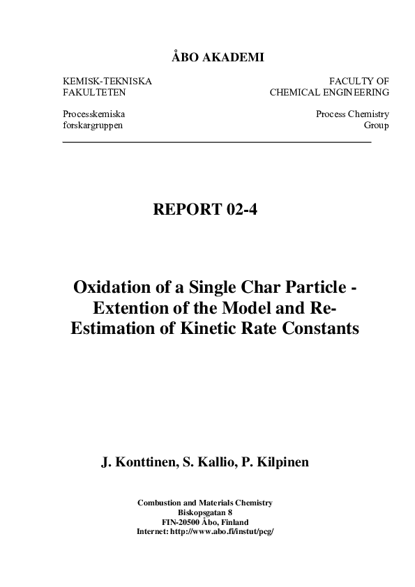 (PDF) Oxidation of a Single Char Particle: Extention of the Model and ...