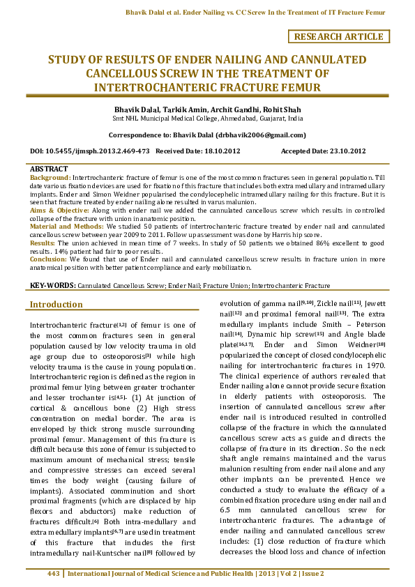(PDF) Study of results of ender nailing and cannulated cancellous screw ...