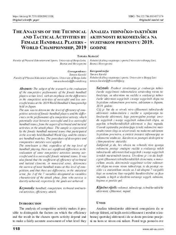 (PDF) The Analysis of the Technical and Tactical Activities by Female ...