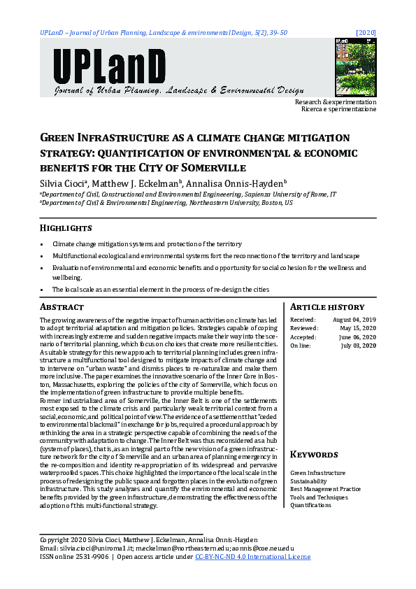 (PDF) Green Infrastructure as a climate change mitigation strategy ...