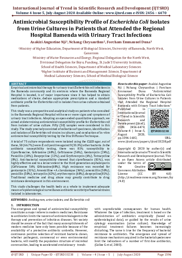 (PDF) Antimicrobial Susceptibility Profile of Escherichia Coli Isolates ...