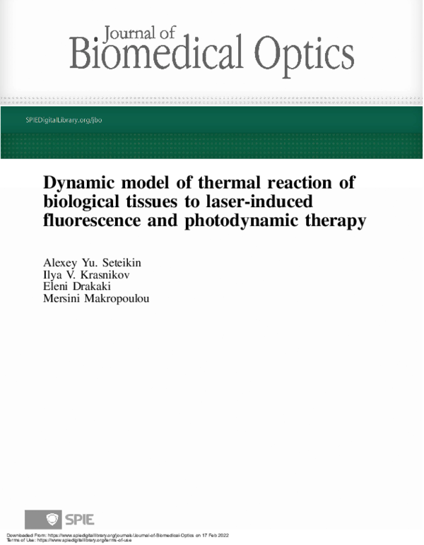 (PDF) Dynamic model of thermal reaction of biological tissues to laser-induced fluorescence and ...