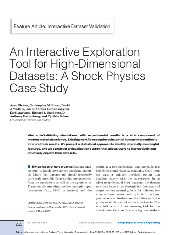 (PDF) An Interactive Exploration Tool for High-Dimensional Datasets: A Shock Physics Case Study ...