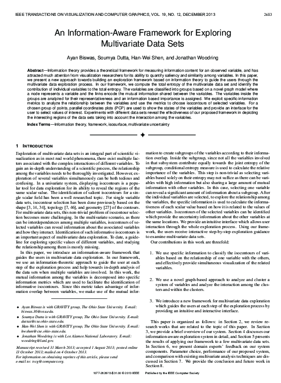 (PDF) An Information-Aware Framework for Exploring Multivariate Data Sets