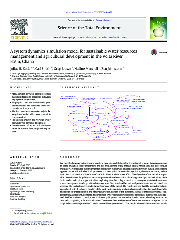 (PDF) A system dynamics simulation model for sustainable water resources management and ...
