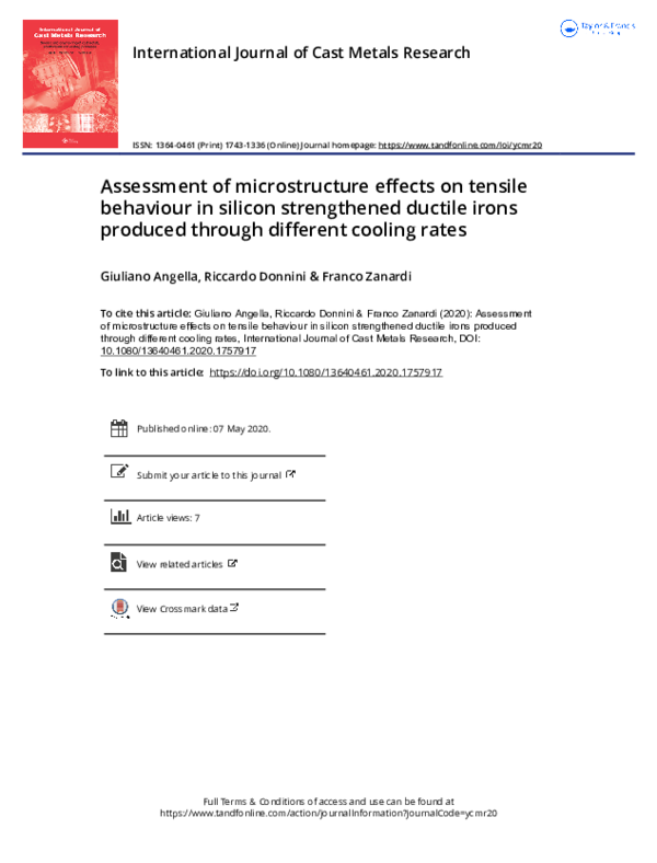 Pdf Assessment Of Microstructure Effects On Tensile Behaviour In Silicon Strengthened Ductile