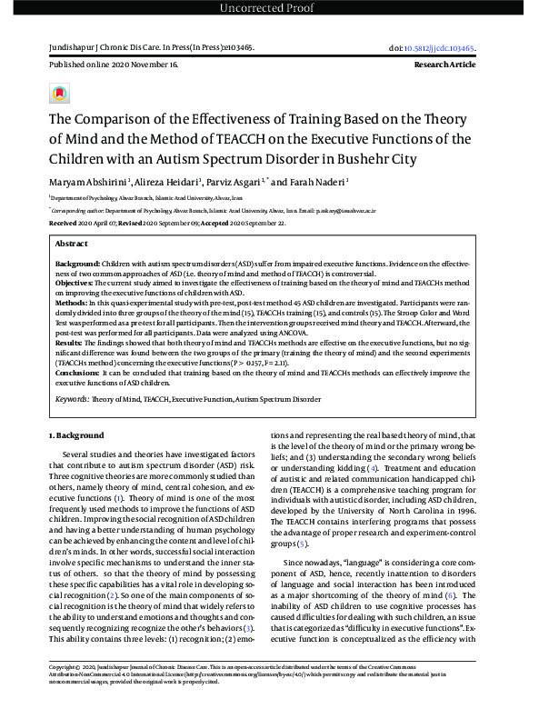 (PDF) The Comparison of the Effectiveness of Training Based on the Theory of Mind and the Method ...