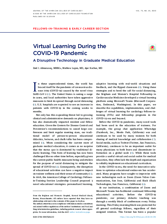 (PDF) Virtual Learning During the COVID-19 Pandemic
