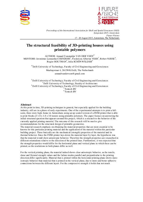 (PDF) The structural feasibility of 3D-printing houses using printable ...
