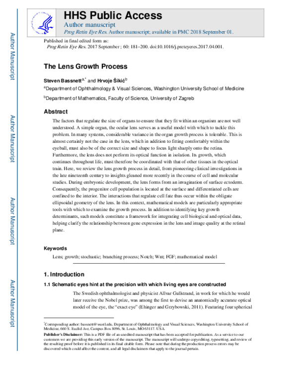 (PDF) The lens growth process | Hrvoje Šikić - Academia.edu