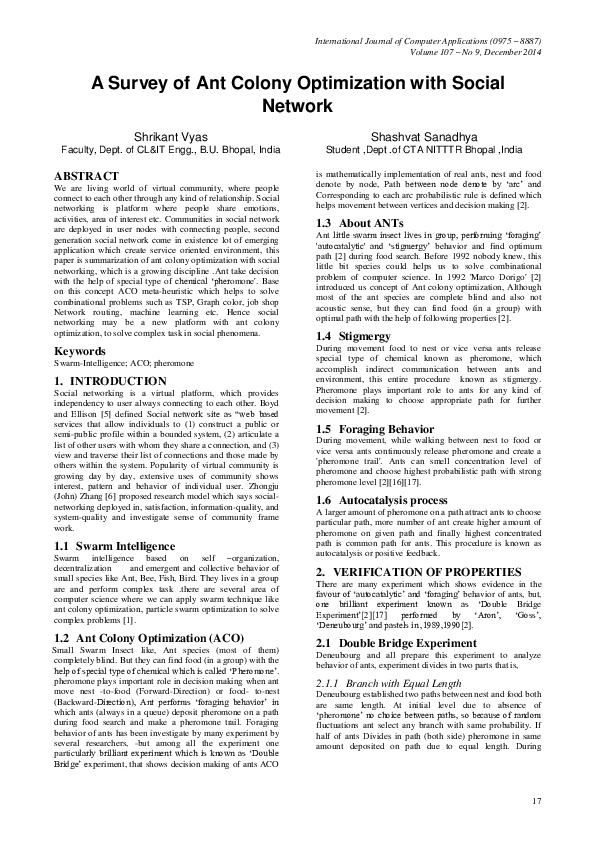 (PDF) Ant Colony Optimization in Social Networks