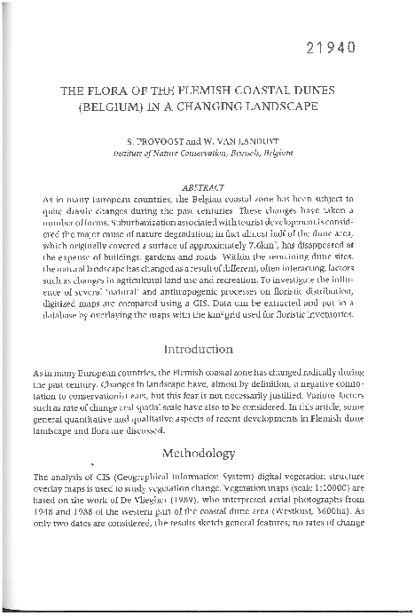 (PDF) The flora of the Flemish coastal dunes (Belgium) in a changing ...
