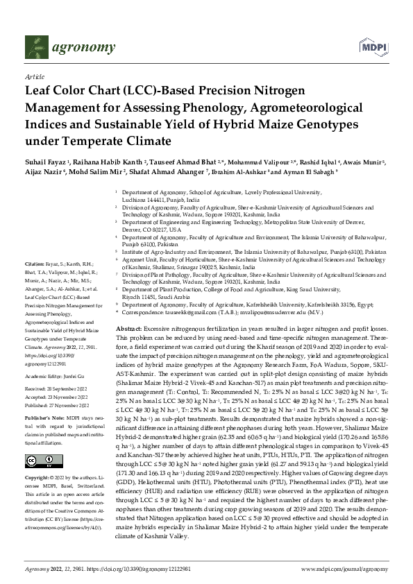 (PDF) Leaf Color Chart (LCC)-Based Precision Nitrogen Management for ...