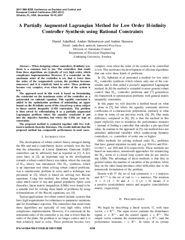 (PDF) A Partially Augmented Lagrangian Method for Low Order ${\rm H ...