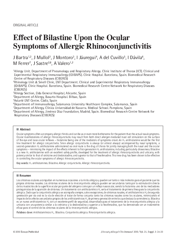 (PDF) Effect of bilastine upon the ocular symptoms of allergic ...