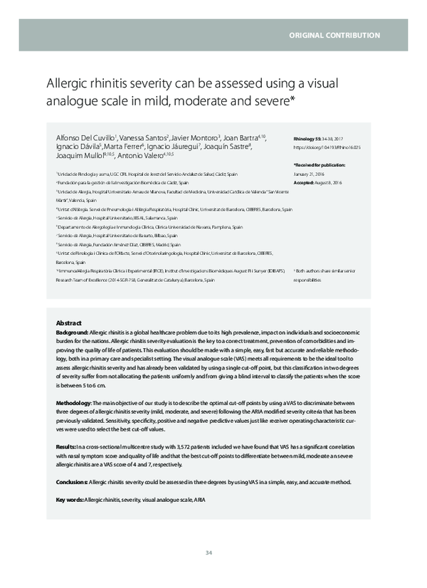 (PDF) Allergic rhinitis severity can be assessed using a visual ...