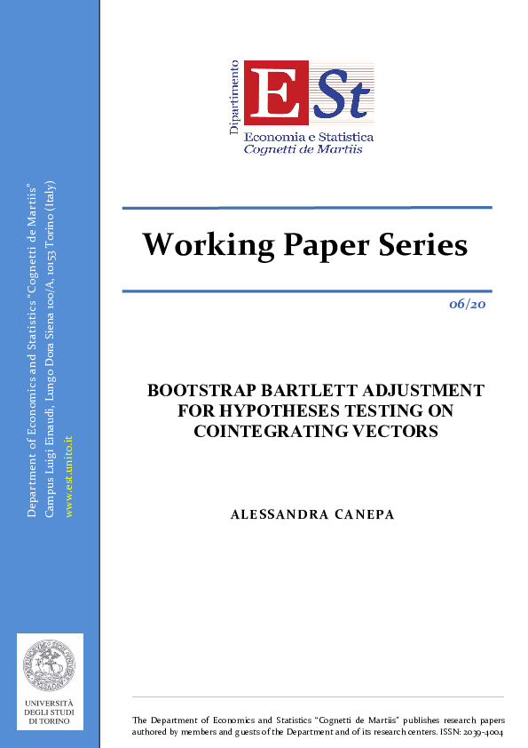 Pdf Bootstrap Bartlett Adjustment For Hypotheses Testing On Cointegrating Vectors