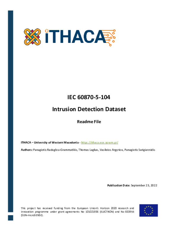 (PDF) IEC60870 5 104 Intrusion Detection Dataset