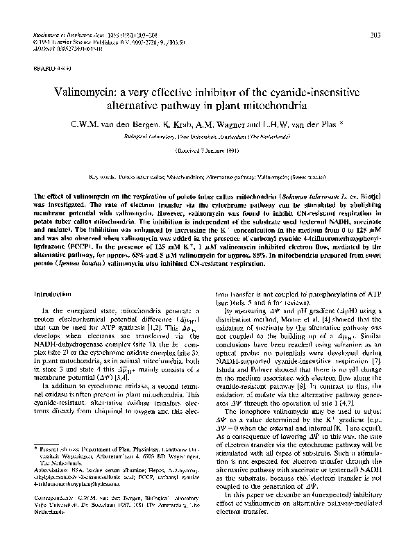 (PDF) Valinomycin: a very effective inhibitor of the cyanide ...