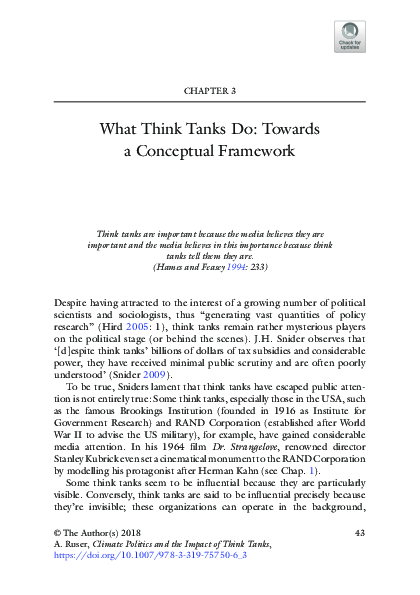 (PDF) What Think Tanks Do: Towards a Conceptual Framework
