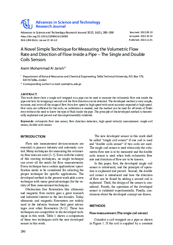 (PDF) A Novel Simple Technique for Measuring the Volumetric Flow Rate ...