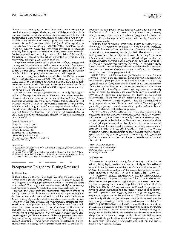 (PDF) Preoperative Pregnancy Testing Revisited | Gurpreet Padda ...