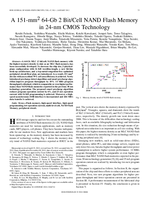 (PDF) A 151-mm$^{2}$ 64-Gb 2 Bit/Cell NAND Flash Memory in 24-nm CMOS ...