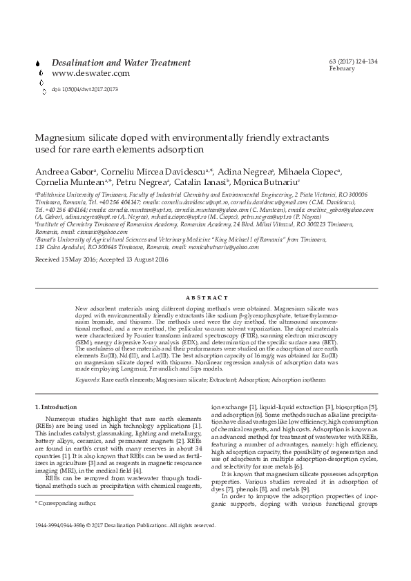 (PDF) Magnesium silicate doped with environmentally friendly ...