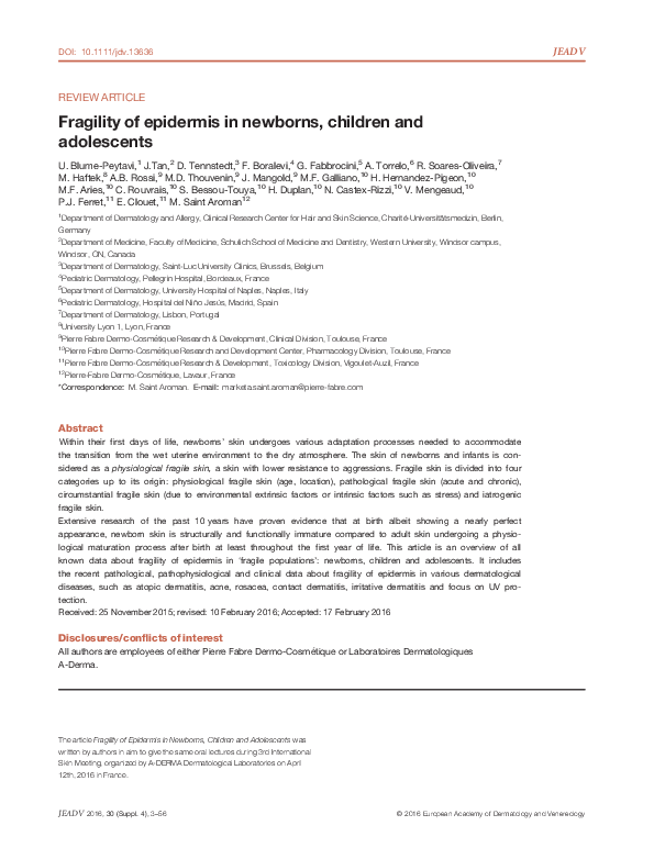 (PDF) Fragility of epidermis in newborns, children and adolescents