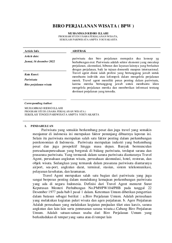 (PDF) BIRO PERJALANAN WISATA ( BPW
