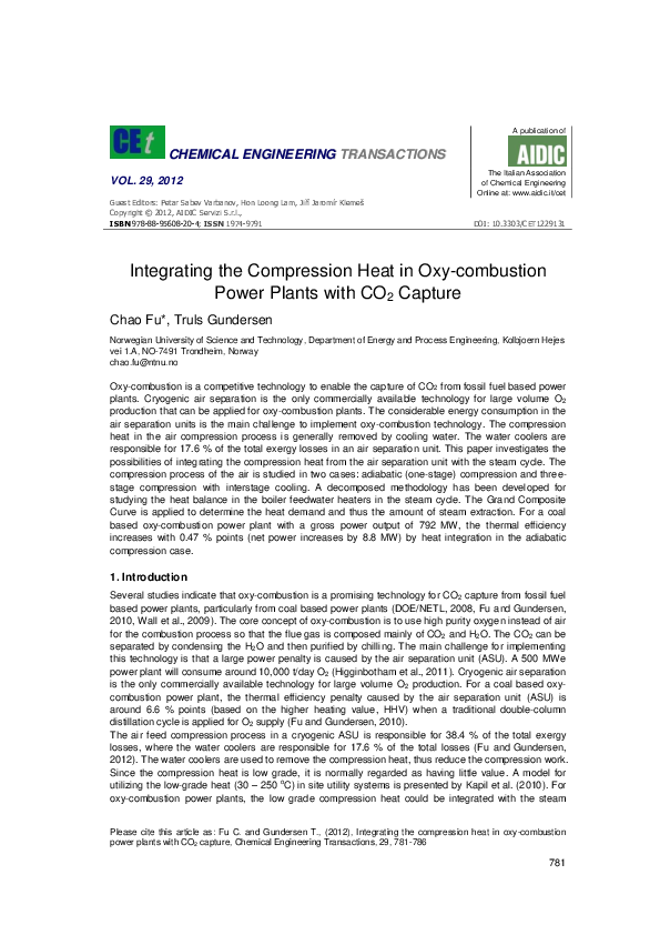 (PDF) Integrating the Compression Heat in Oxy-combustion Power Plants ...
