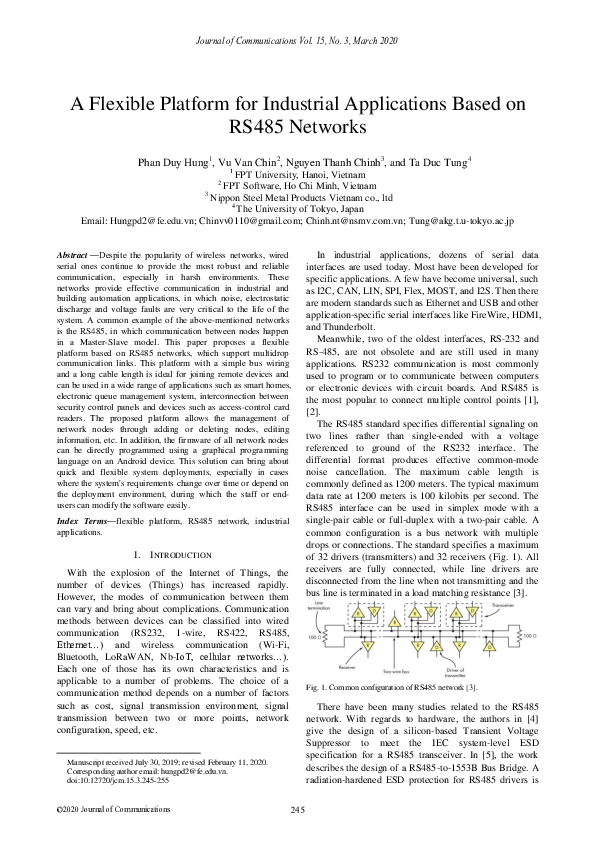 (PDF) A Flexible Platform for Industrial Applications Based on RS485 ...