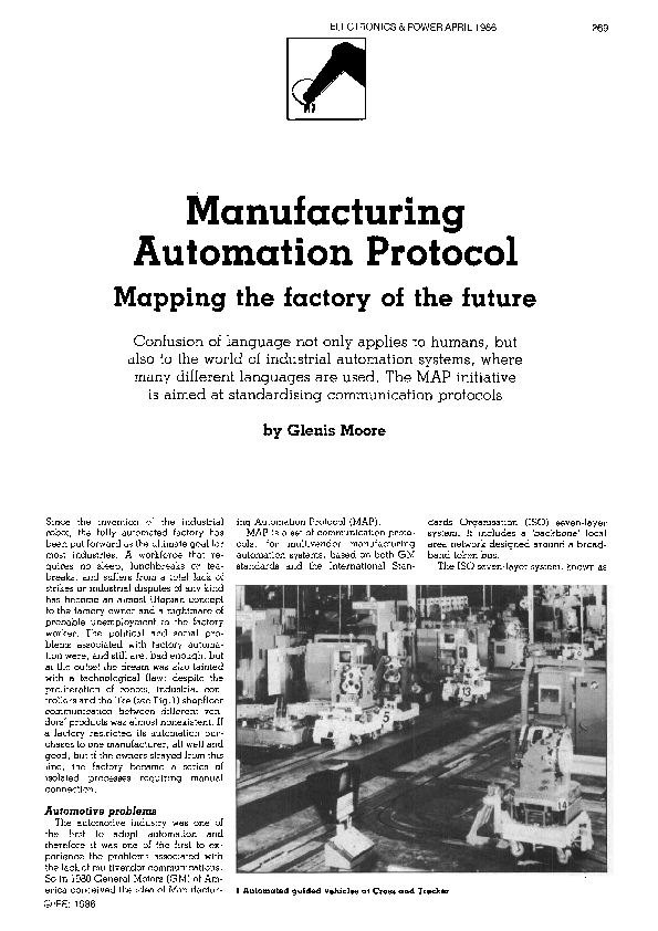 (PDF) Manufacturing Automation Protocol. Mapping the factory of the future