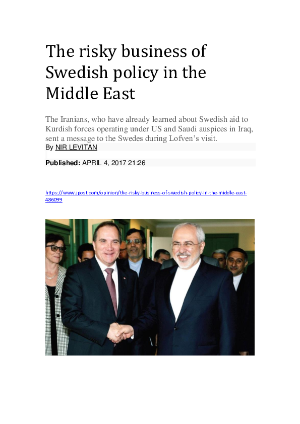 (PDF) The risky business of Swedish policy in the Middle East