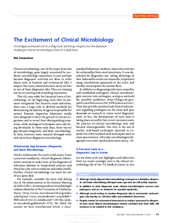 (PDF) The Excitement of Clinical Microbiology