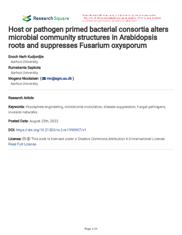 (PDF) Host or pathogen primed bacterial consortia alters microbial community structures in ...