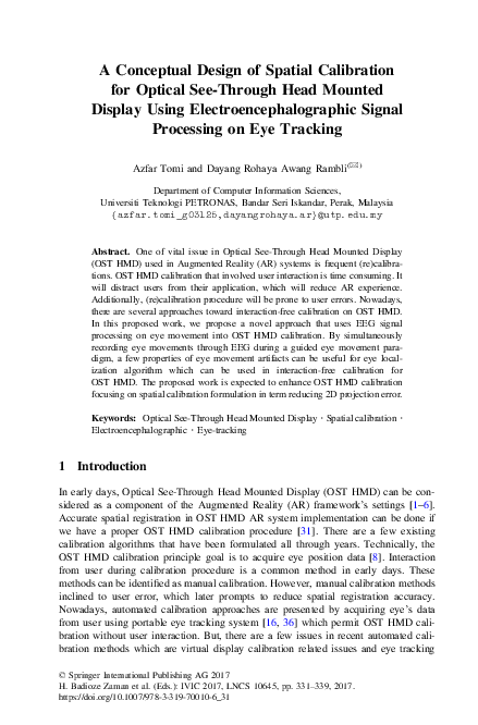 (PDF) A Conceptual Design of Spatial Calibration for Optical See ...