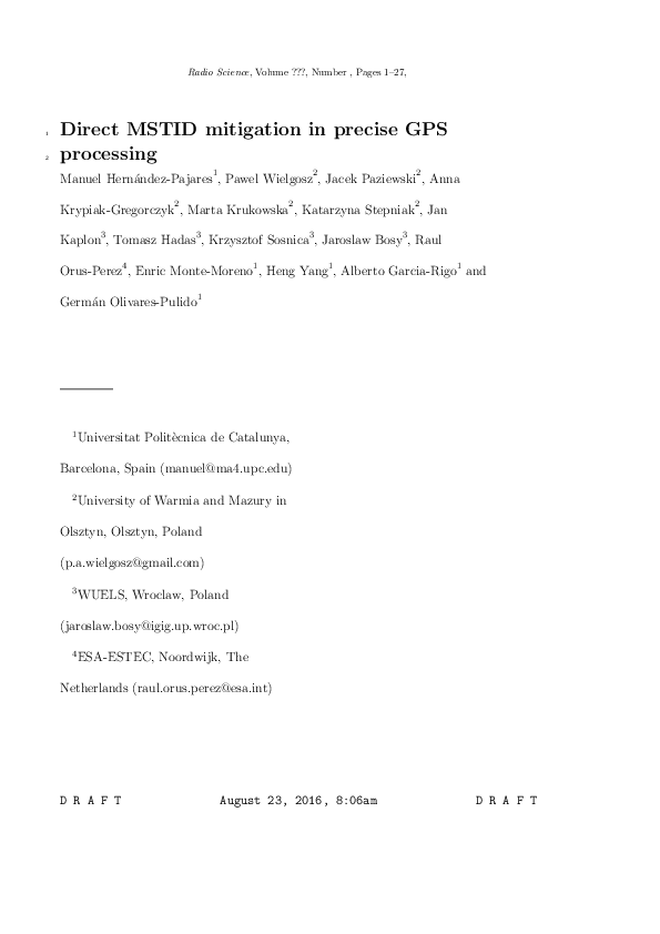 (PDF) Direct MSTID mitigation in precise GPS processing