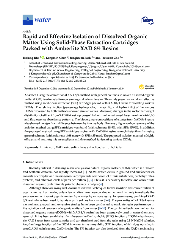 (PDF) Rapid and Effective Isolation of Dissolved Organic Matter Using Solid-Phase Extraction ...