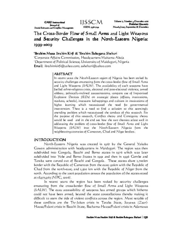 (PDF) THE CROSS BORDER FLOW OF SMALL ARMS AND LIGHT WEAPONS